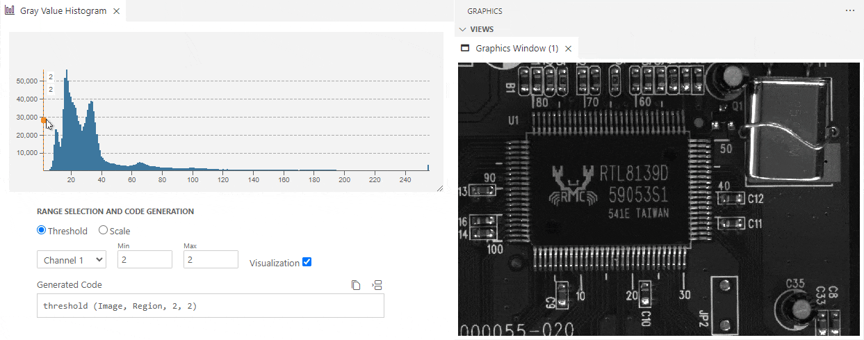 Gray value histogram - HDevelopEVO Documentation